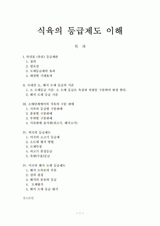 식육의 등급제도 이해