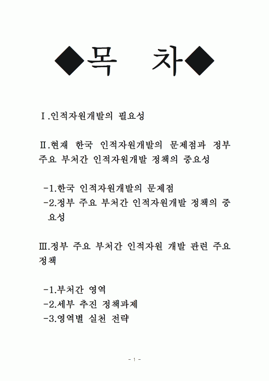 인적자원개발, 인간자원 개발(HRD)의 필요성, 문제점, 정부 부처간 정책(요약본도 있어요 따로 올립니다.)