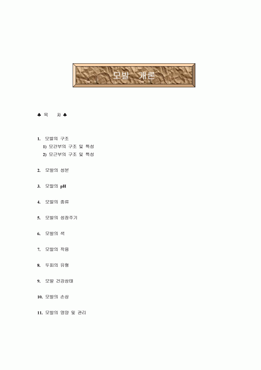 모발개론 레포트 자료
