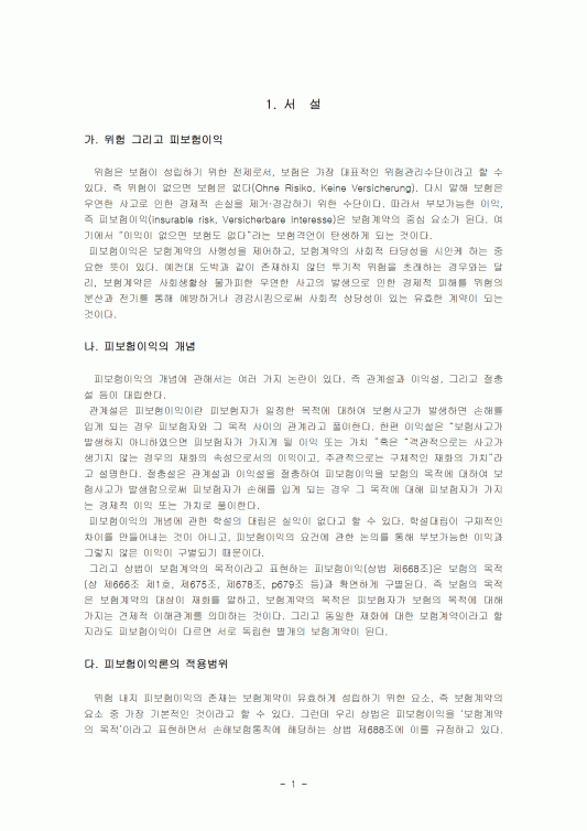 피보험 이익 레포트 자료