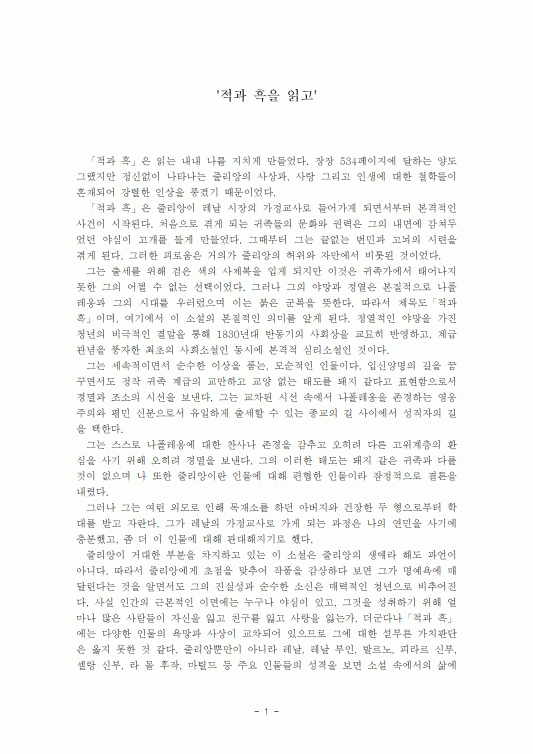 <적과흑>을 읽고
