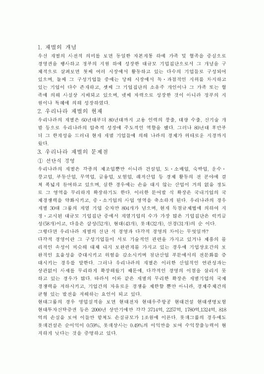 재벌의 문제점