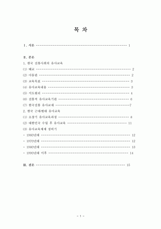 한국 유아교육의 변천과정