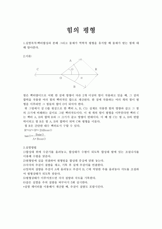 [일반물리]힘의 평형