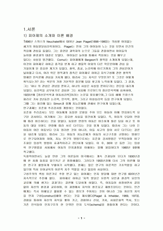 피아제 이론의 개념과 그 내용