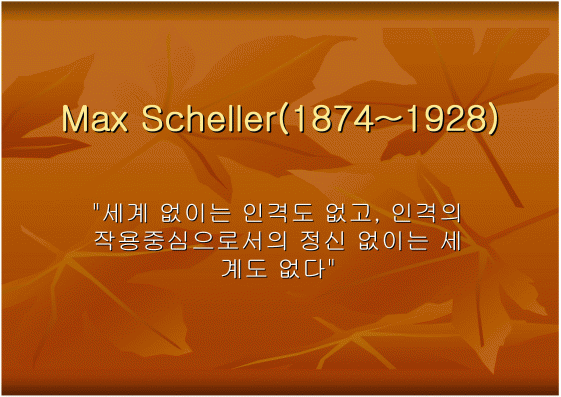 막스 쉘러에 대한 자료조사 및 발표 자료