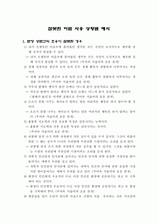 잘못된 어법 사용 상황별 예시