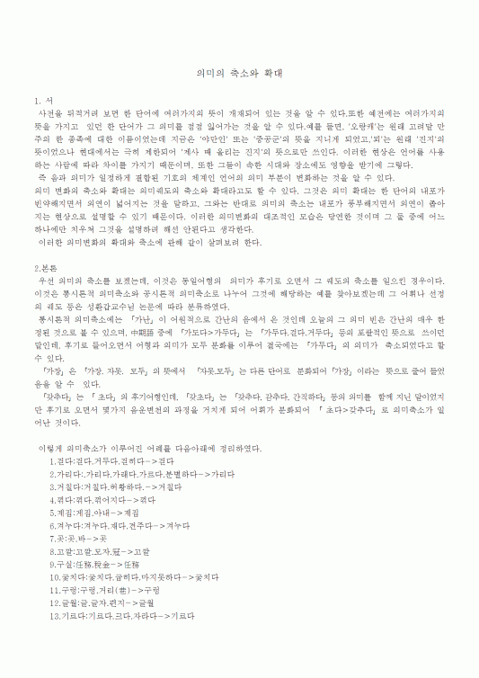 의미의 축소와 확대
