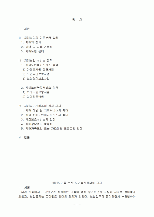 치매노인을 위한 노인복지정책의 과제