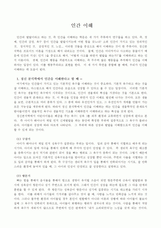 인간 이해 레포트 자료