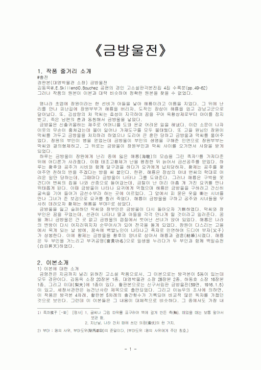 금방울전 레포트 자료