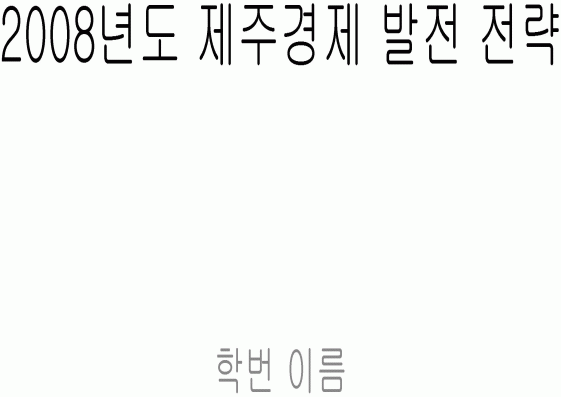 2008년도 제주경제 발전전략
