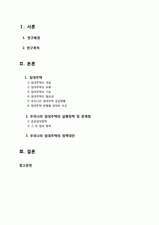 우리나라 임대주택 문제점 및 정책대안