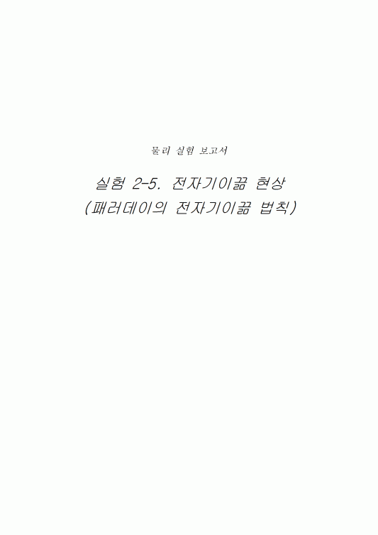 [물리실험] 패러데이의 전자기이끎 법칙