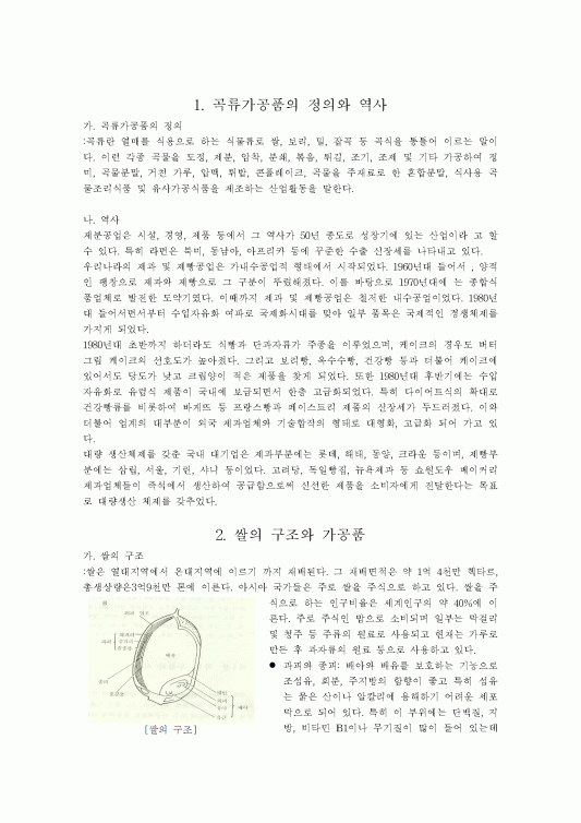 곡류가공품 레포트 자료