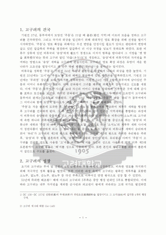 [인문과학] 고구려사 정리