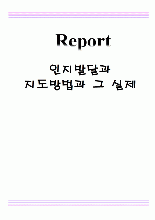 인지발달과 지도방법 그 실제