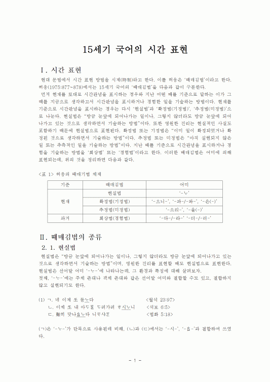 15세기 국어의 시간 표현