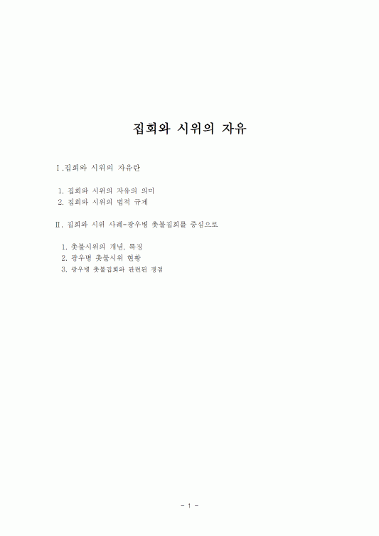 [사회과학] 집회와 시위의 자유