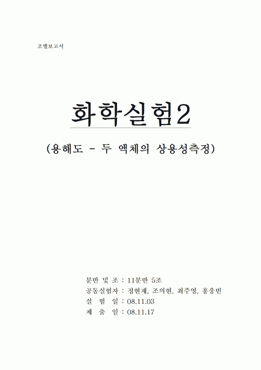 용해도 두 액체의 상용성 측정