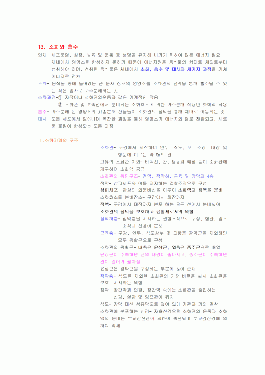 [자연과학] 소화와 흡수