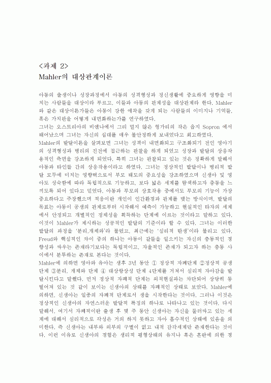 Mahler의 대상관계이론