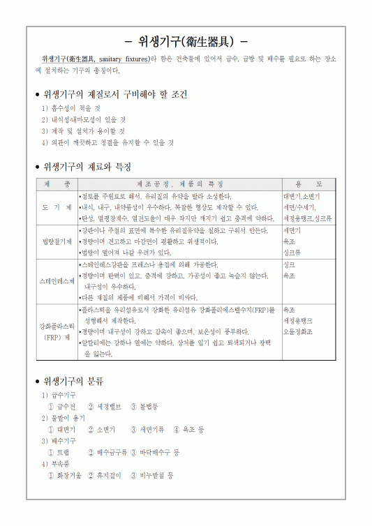 위생배관 레포트 자료