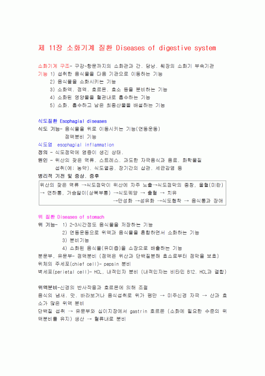 소화기계 질환 Diseases of digestive system