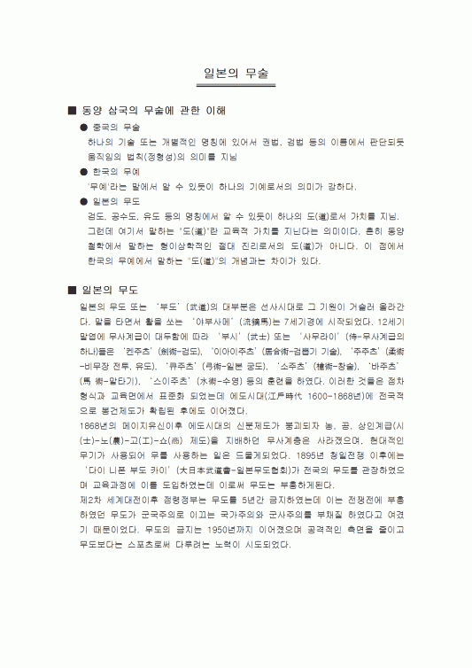 [일본문화]일본의 무술
