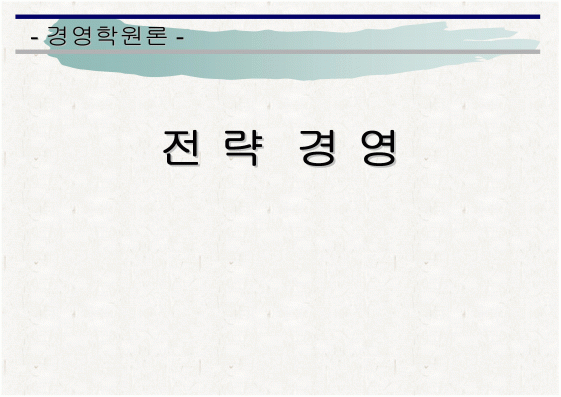 [경영학원론]전략경영