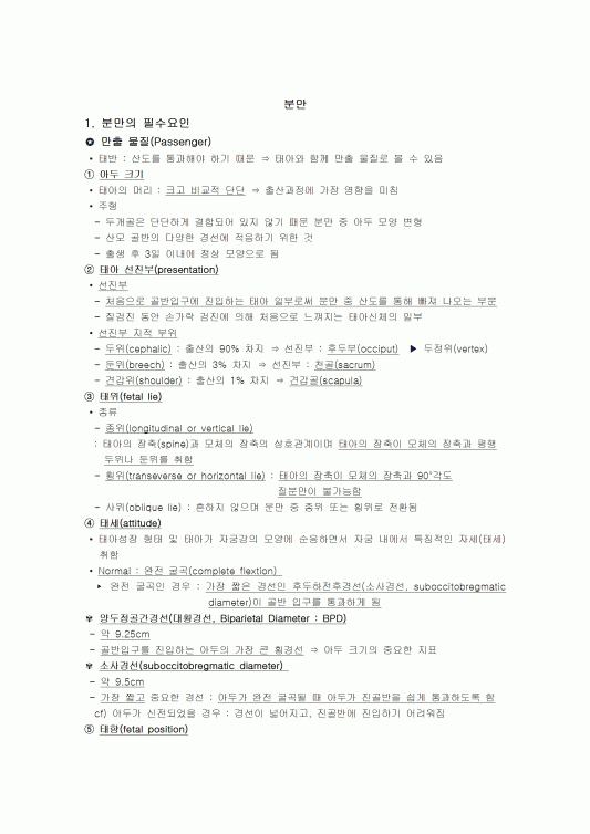 분만에 대한 이해