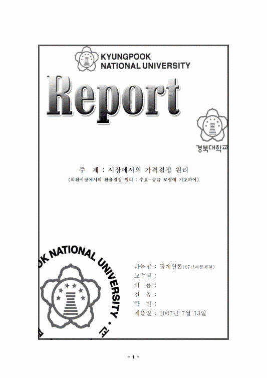 수요공급 원리로 본 환율결정 원리