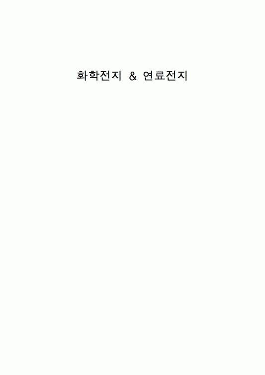 화학전지 & 연료전지