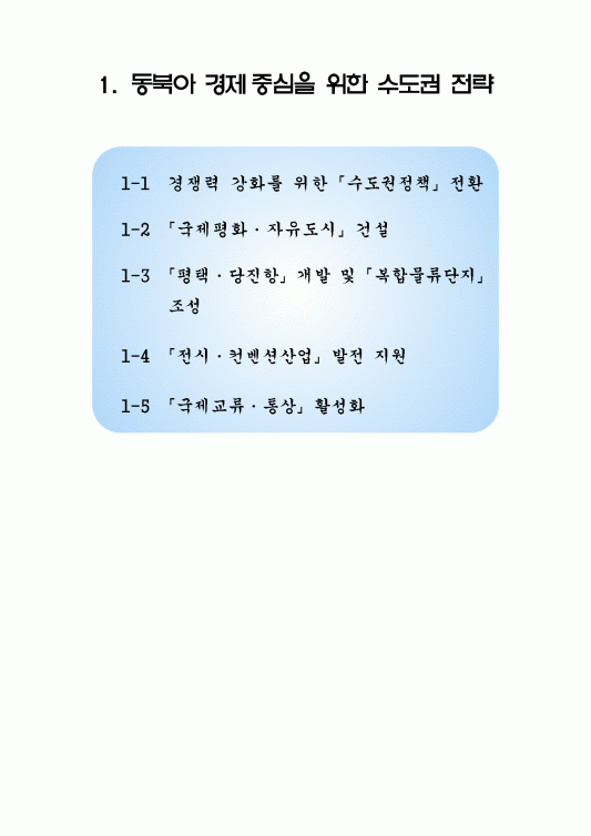 동북아 경제중심을 위한 수도권 전략