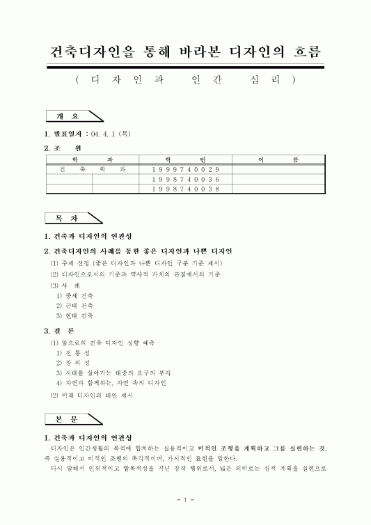 건축디자인을 통해 바라본 디자인의 흐름