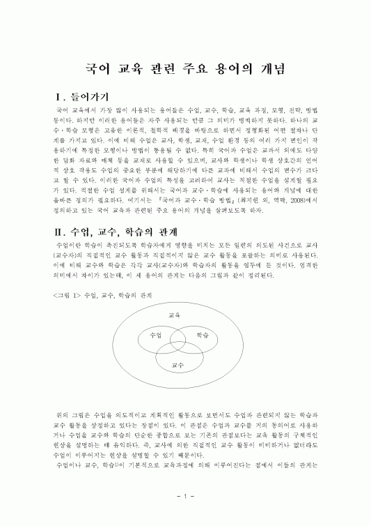국어 교육 관련 주요 용어의 개념