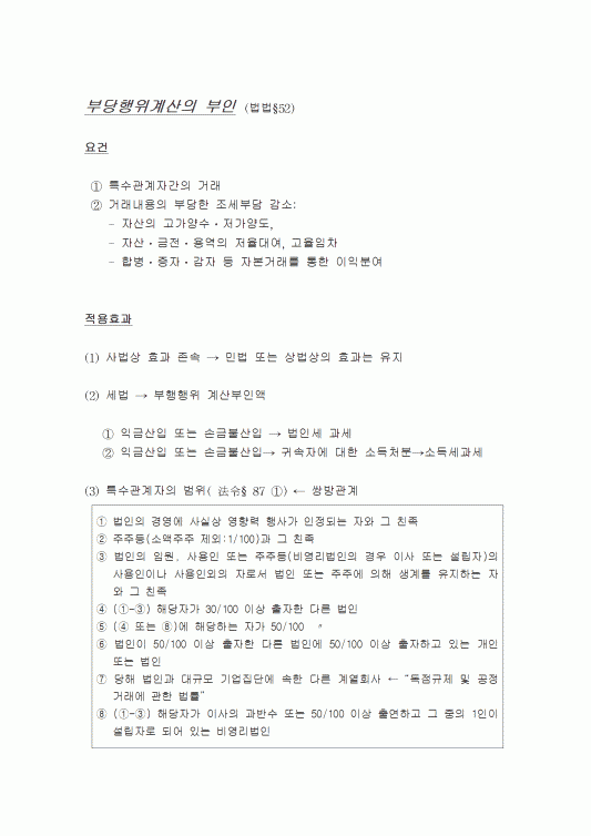부당행위계산의 부인 [사회과학]