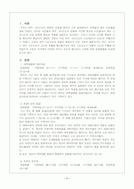 사복음서에 대한 레포트