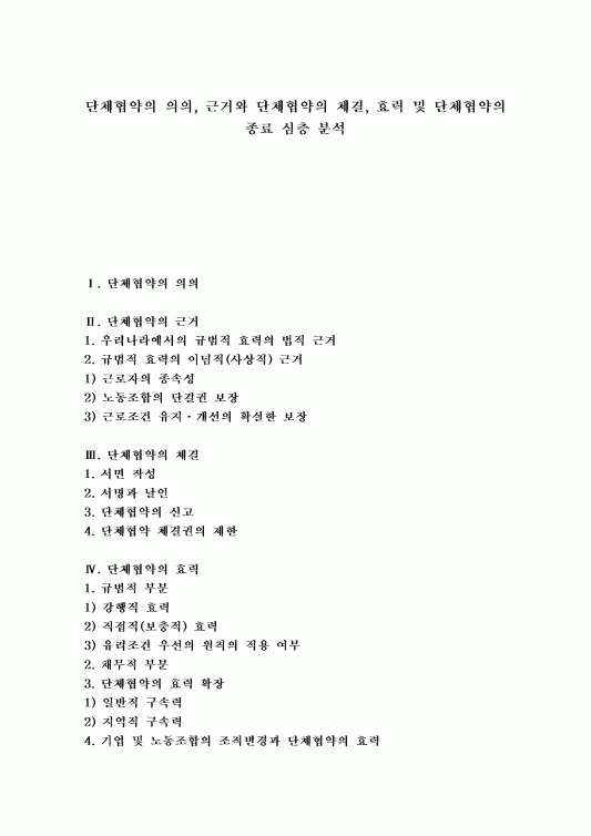[단체협약][단체협약 의의][단체협약 근거][단체협약 체결][단체협약 효력][단체협약 종료][단체교섭][노동조합][노조]단체협약의 의의, 단체협약의 근거, 단체협약의 체결, 단체협약의 효력, 단체협약의 종료 분석