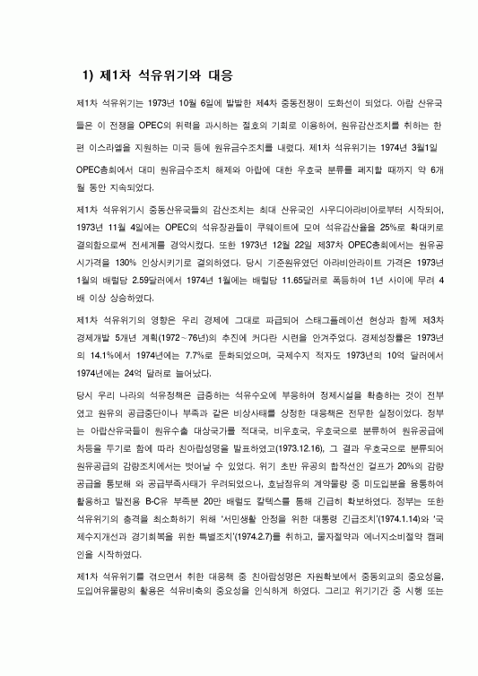 오일쇼크와 대응