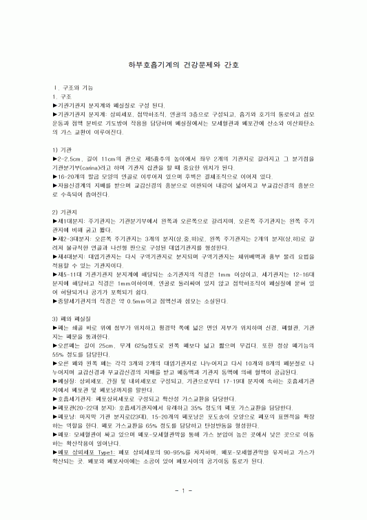 하부 호흡기계 건강문제