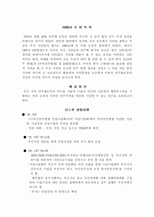 2000년 조 성 목 적