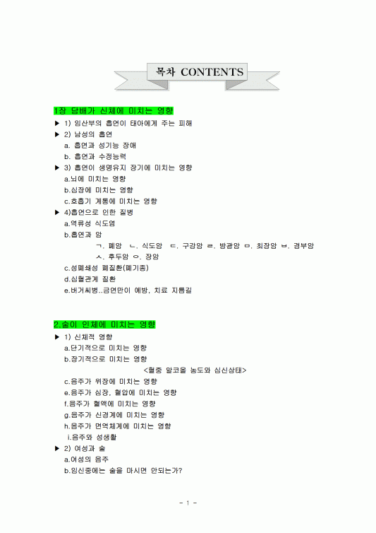 담배, 술, 마약이 인체에 미치는 영향