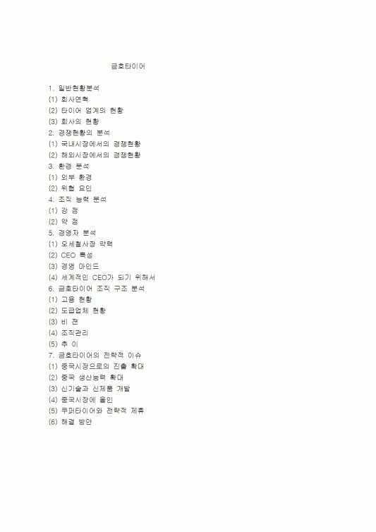 금호타이어 레포트 자료