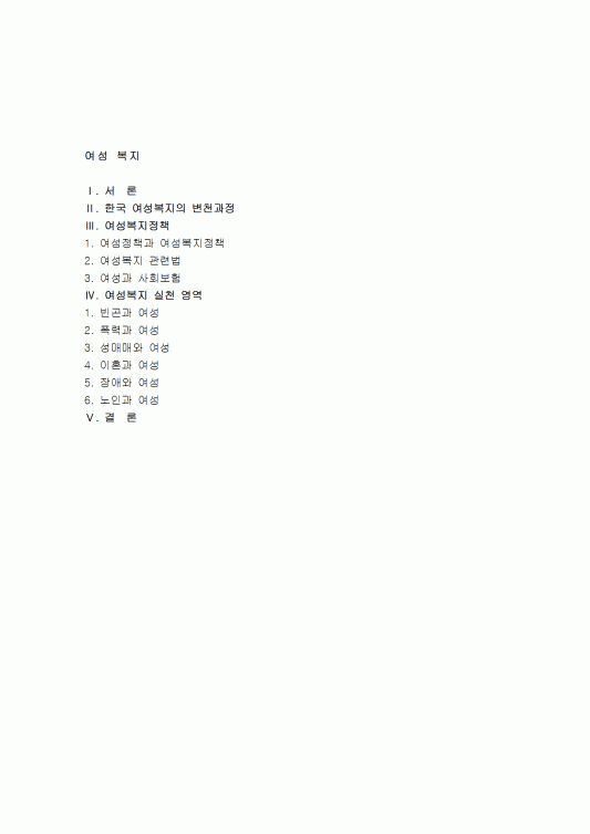 여성 복지 레포트 자료