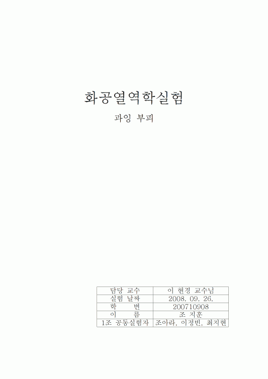 과잉 부피 레포트 자료