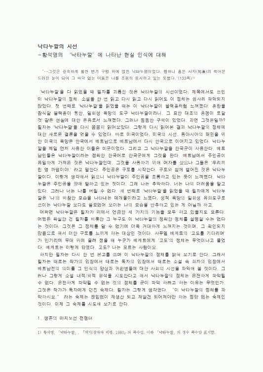 낙타누깔의 시선-황석영의 낙타누깔 에 나타난 현실 인식에 대해