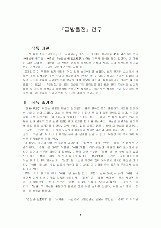 『금방울전』연구