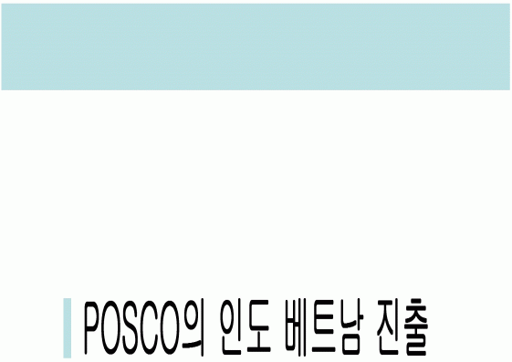 포스코의 인도 베트남 진출