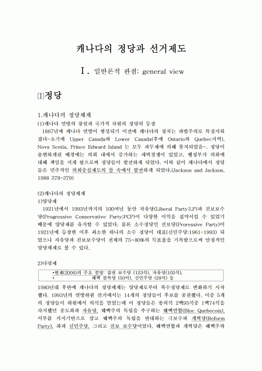 캐나다의 정당과 선거제도